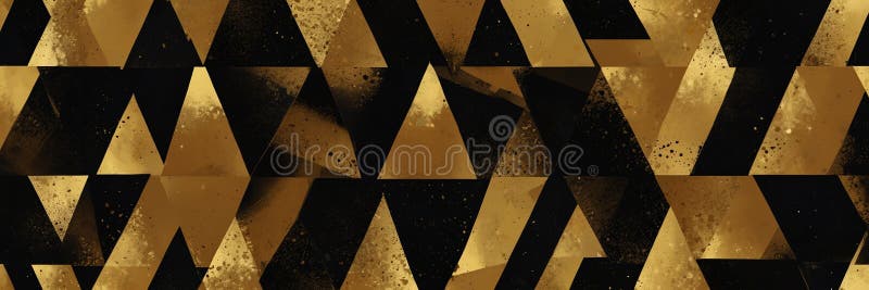 Gold and Black Abstract Background with Random Geometric Triangle Ai ...