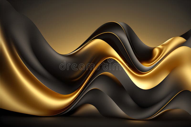 Gold and Black Abstract Waving Background Stock Illustration ...