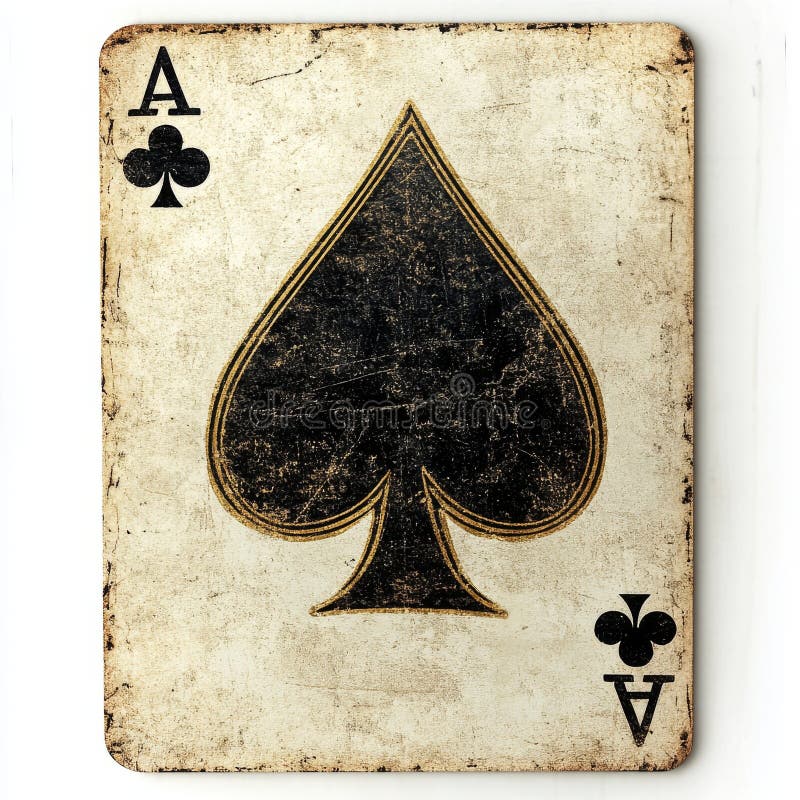A Gold and Black Ace of Spades Playing Card Isolated on a Transparent ...