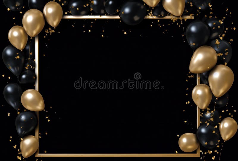 Gold and Black Balloon Frame Stock Image - Image of festive, balloon ...