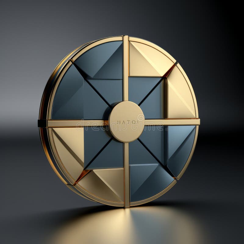 A Gold and Black Circular Object on a Dark Surface Stock Illustration ...