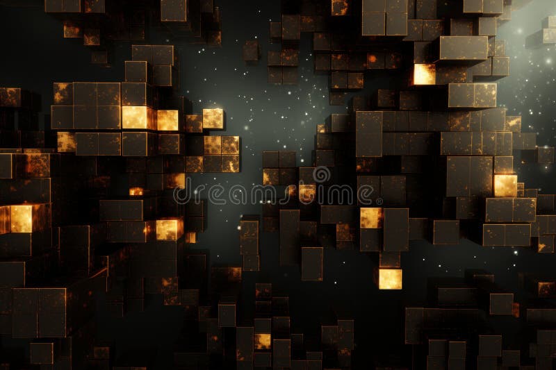Golden Chaos. Abstract Code Pattern in Black and Gold - Intricate ...