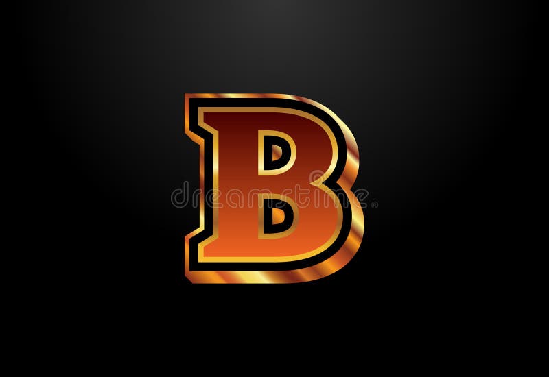 Gold and Black Color Alphabet B. Elegant Gold Color Alphabet Vector ...