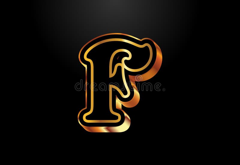Gold and Black Color Alphabet F. Elegant Gold Color Alphabet Vector ...