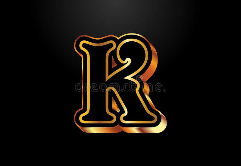 Gold and Black Color Alphabet K. Elegant Gold Color Alphabet Vector ...