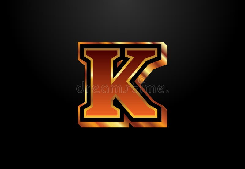 Gold and Black Color Alphabet K. Elegant Gold Color Alphabet Vector ...