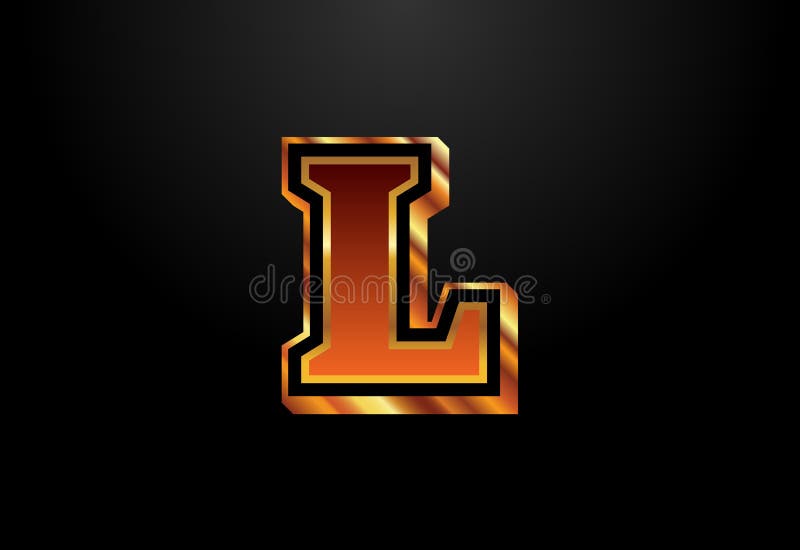 Gold and Black Color Alphabet L. Elegant Gold Color Alphabet Vector ...