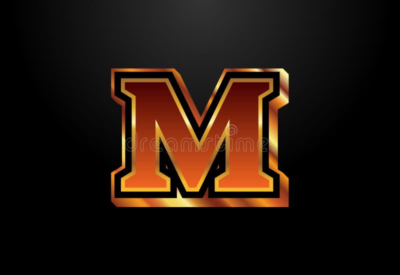 Gold and Black Color Alphabet M. Elegant Gold Color Alphabet Vector ...