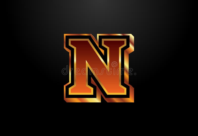 Gold and Black Color Alphabet N. Elegant Gold Color Alphabet Vector ...