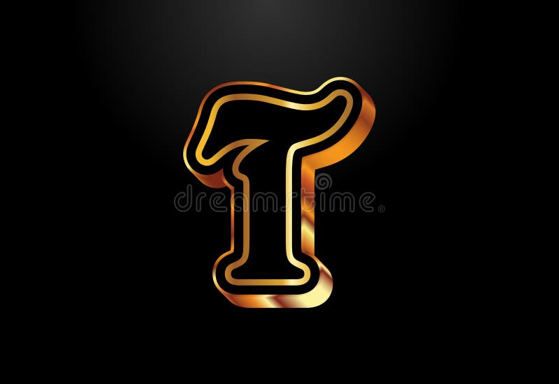 Gold and Black Color Alphabet T. Elegant Gold Color Alphabet Vector ...
