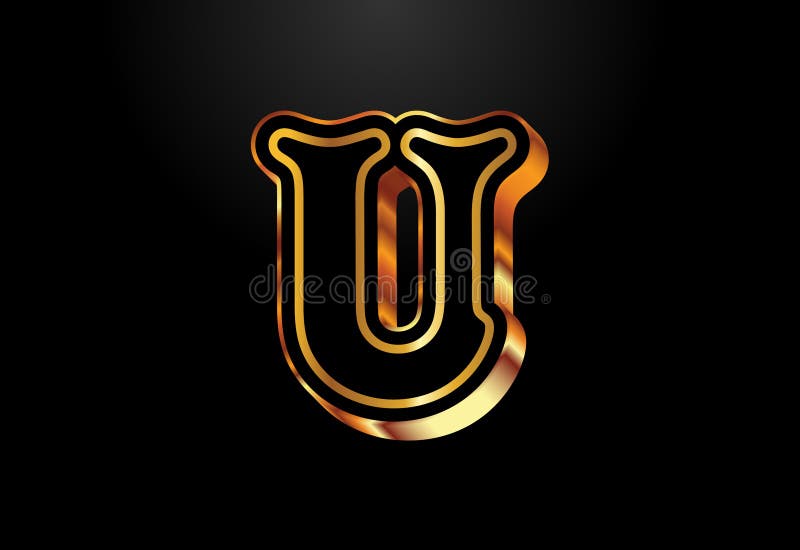 Gold and Black Color Alphabet U. Elegant Gold Color Alphabet Vector ...
