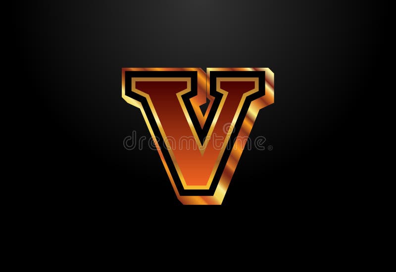 Gold and Black Color Alphabet V. Elegant Gold Color Alphabet Vector ...