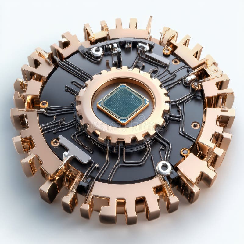 A Gold and Black Computer Chip is Shown in a Close Up Stock ...