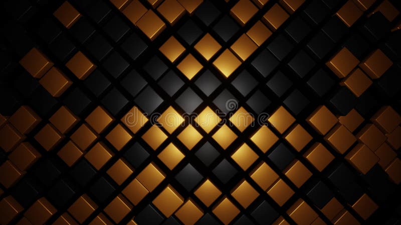 Gold and Black Cubes Shaking in Dynamic Abstract Pattern Seamless Loop ...