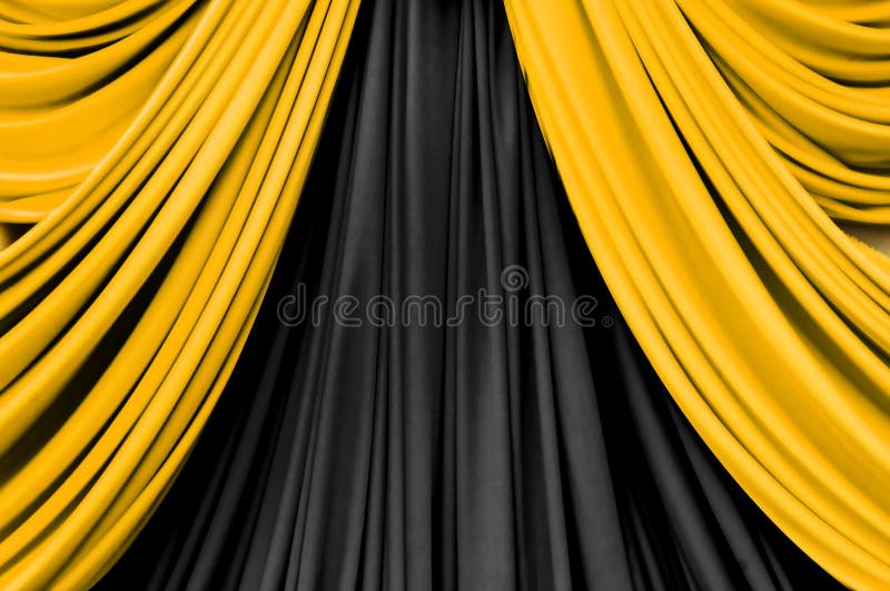 Gold and Black Curtain on Stage Stock Photo - Image of front, color ...