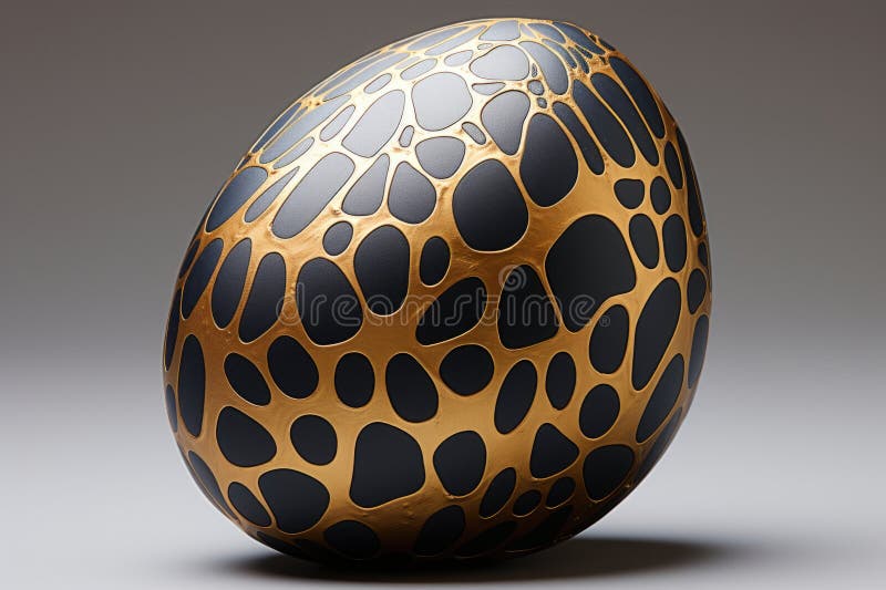 A Gold and Black Egg with Black Spots on it Stock Photo - Image of ...