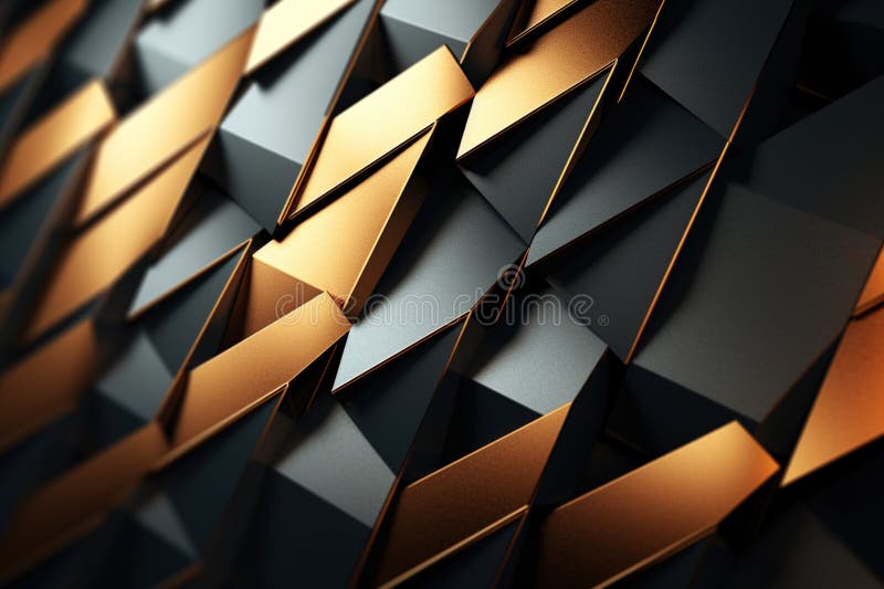 Gold and Black Geometric Background. Generative Ai Stock Illustration ...