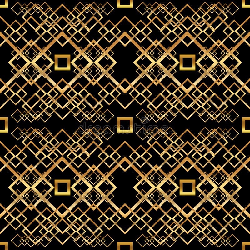 Gold and Black Geometric Ethnic Seamless Pattern for Background Stock ...