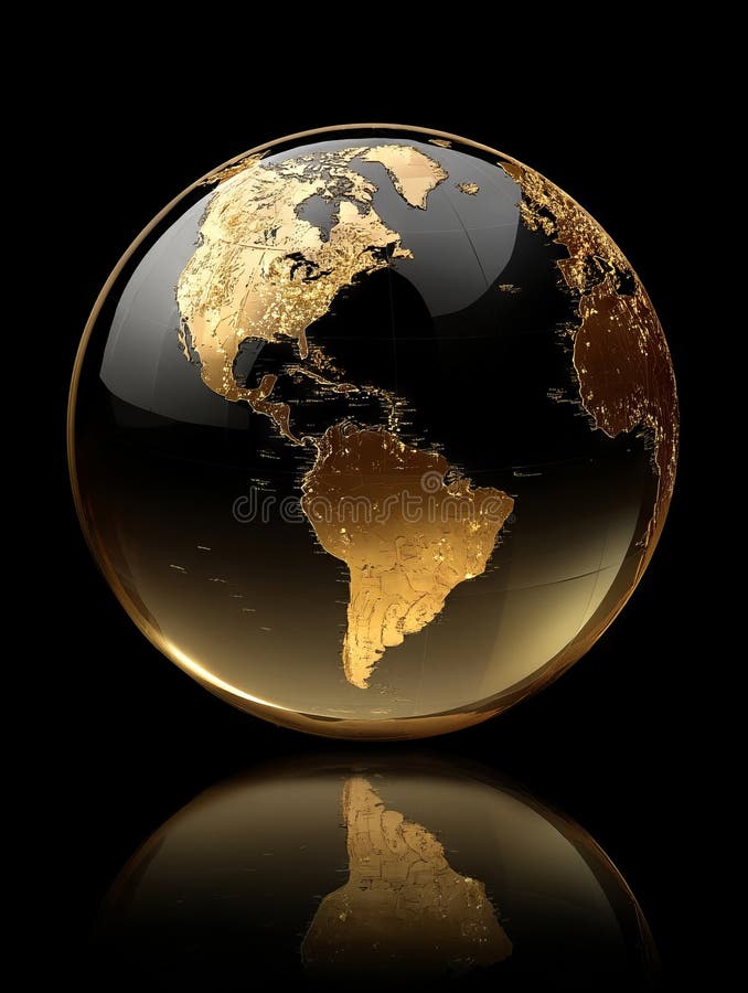 A Gold and Black Globe on a Black Background Stock Illustration ...