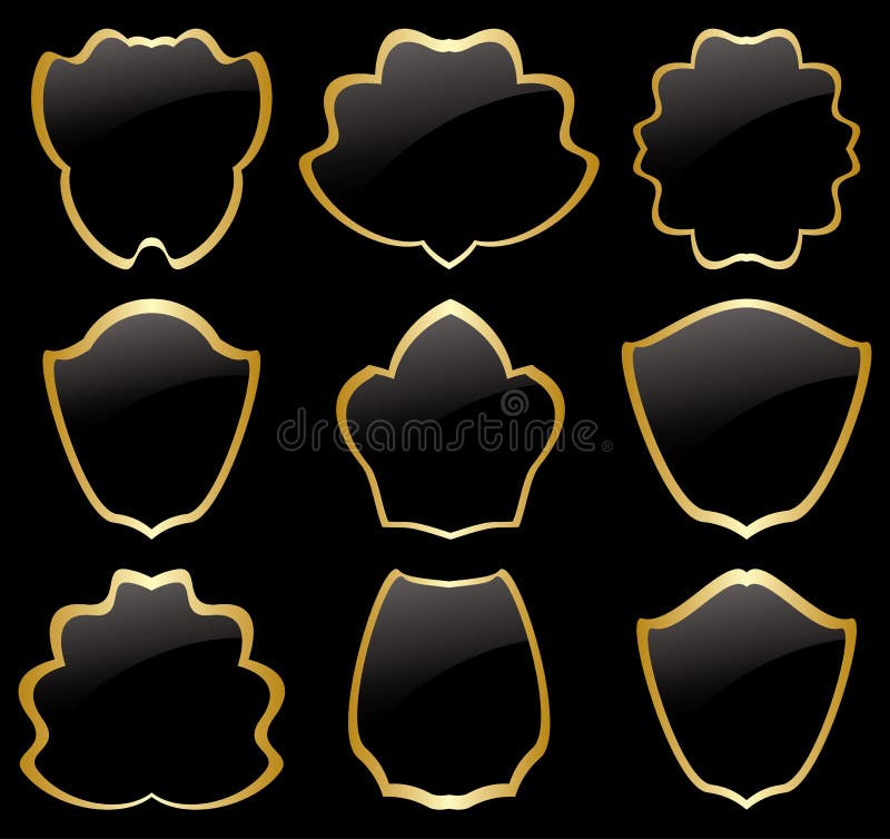 Gold and Black Heraldic Frames - Vector Set Stock Vector - Illustration ...