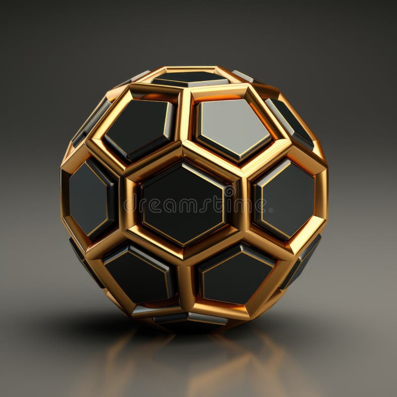 A Gold and Black Hexagon, Geometric Object on a Gray Surface. Stock ...