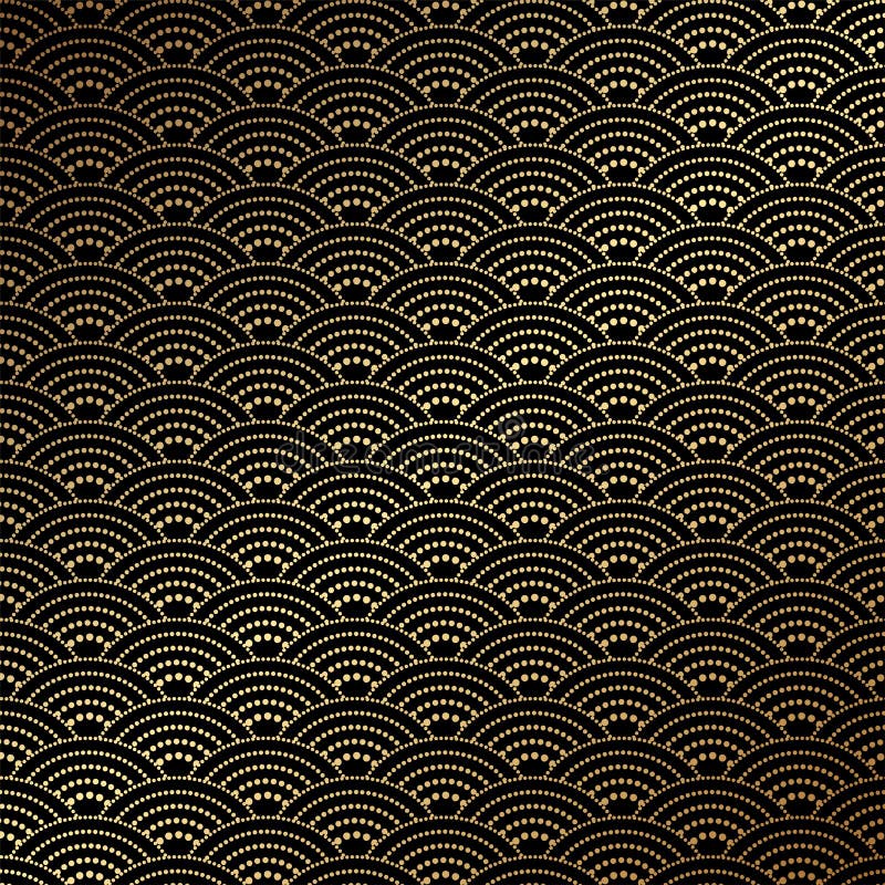 Gold and Black Japanese Style Wave Pattern Stock Vector - Illustration ...