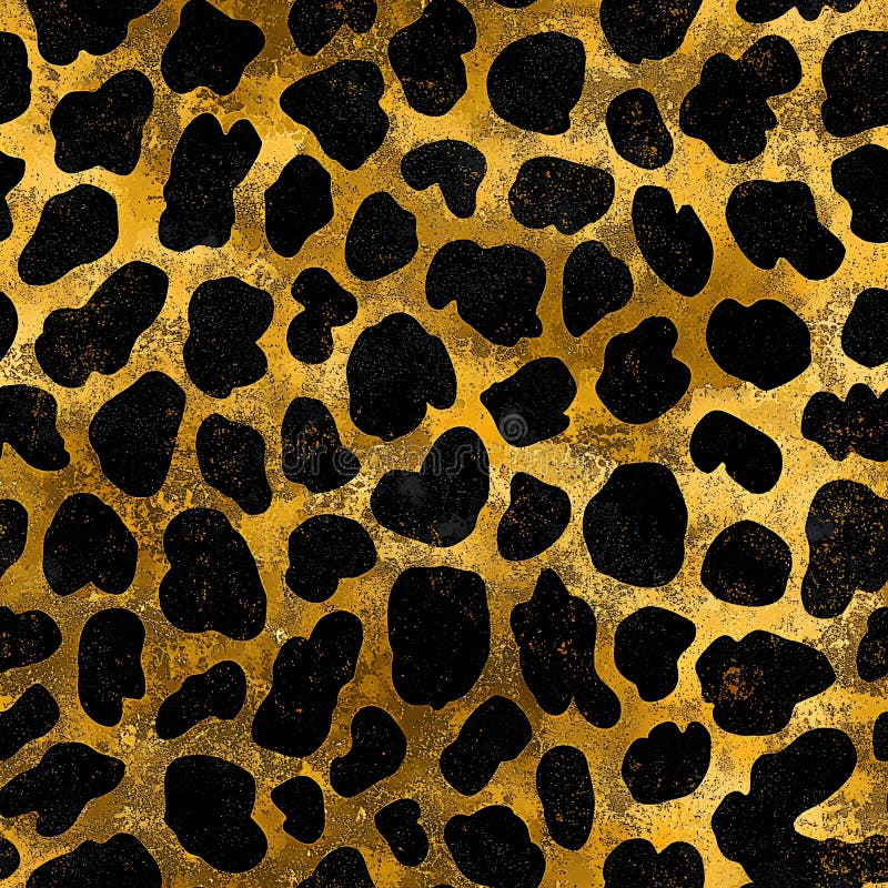 Gold and Black Leopard Print Texture. AI Generated Stock Illustration ...