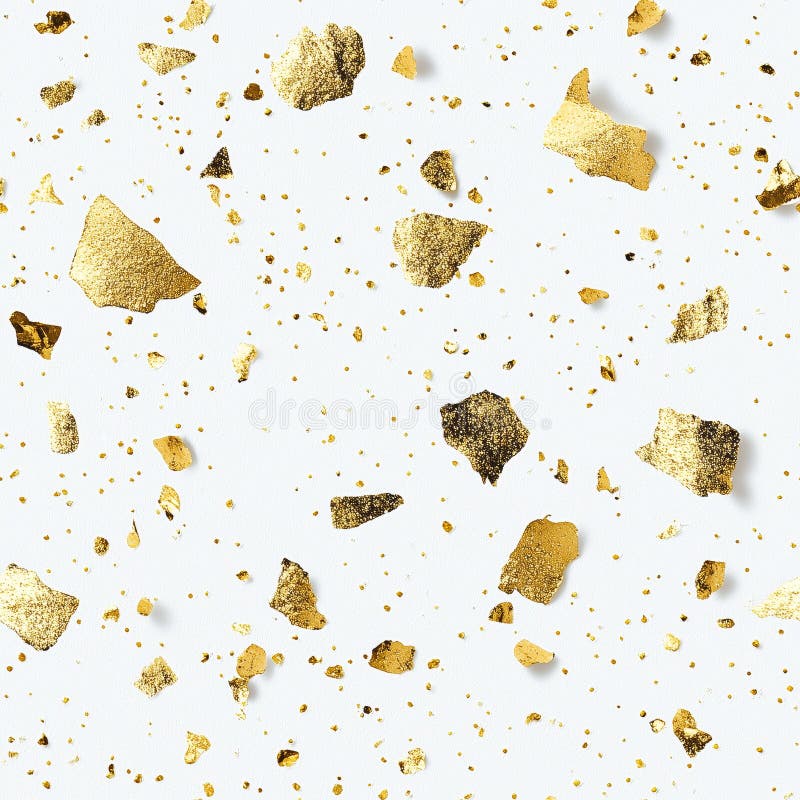 Gold and Black Paint Splattering on White Canvas Background. Sprinkled ...