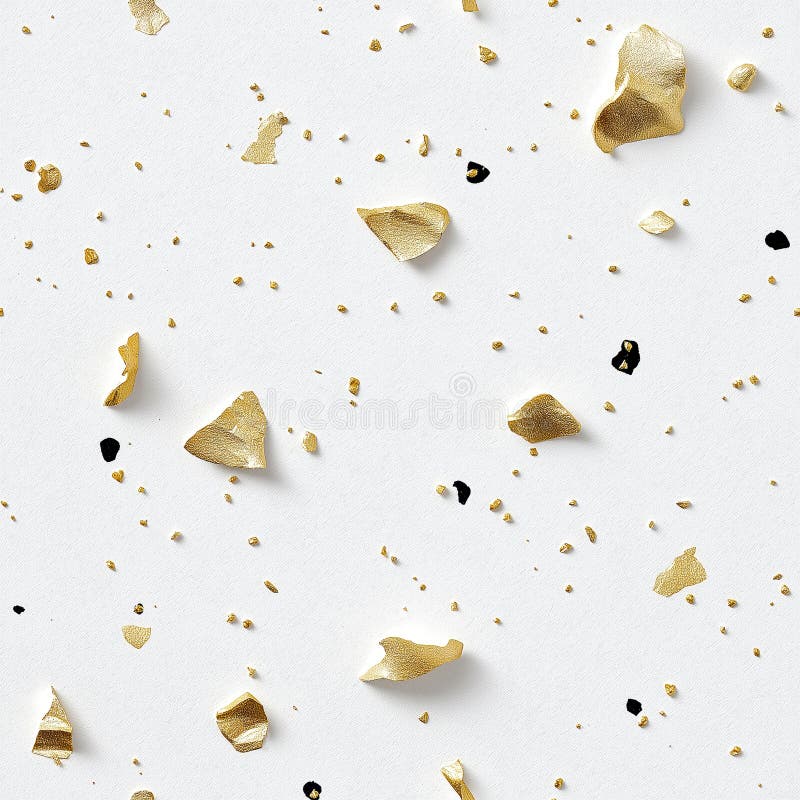 Gold and Black Paint Splattering on White Canvas Background. Sprinkled ...