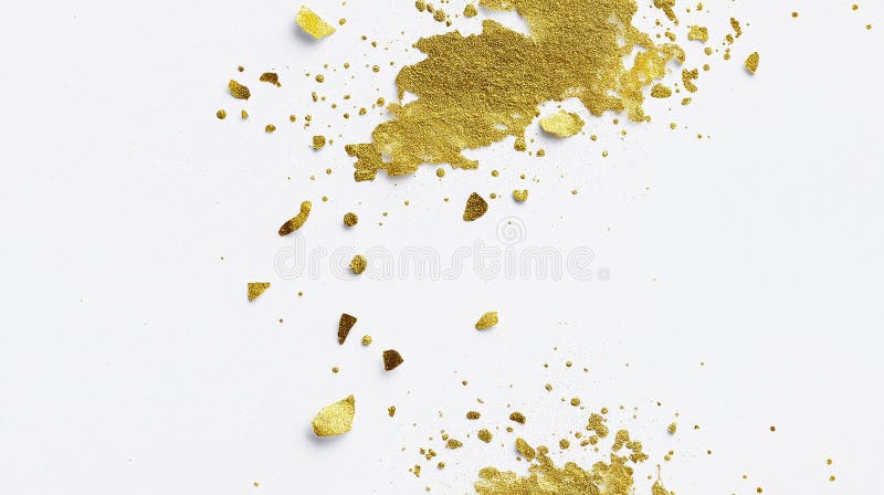 Gold and Black Paint Splattering on White Canvas Background. Sprinkled ...
