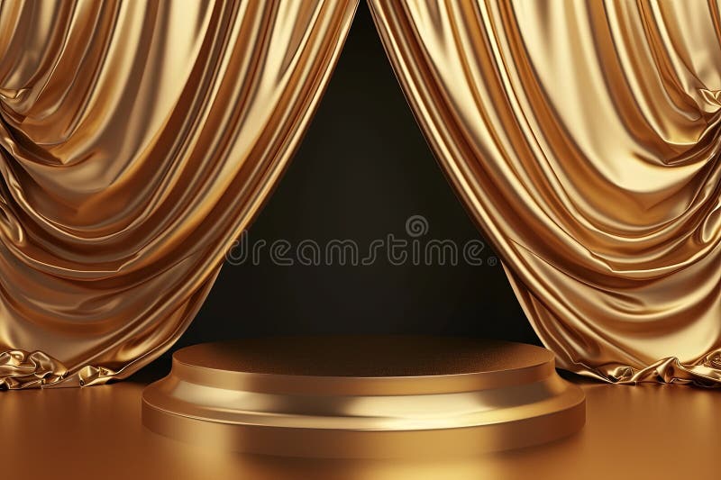 Gold and Black Podium, Cloth Backdrop Design. Generative AI Stock ...
