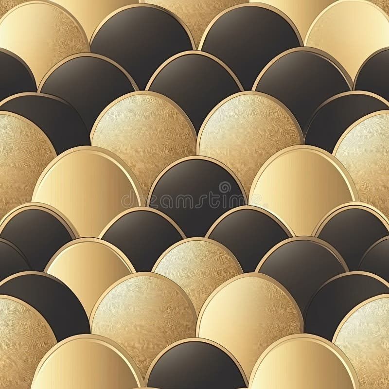 Gold and Black Scallop Pattern Stock Illustration - Illustration of ...