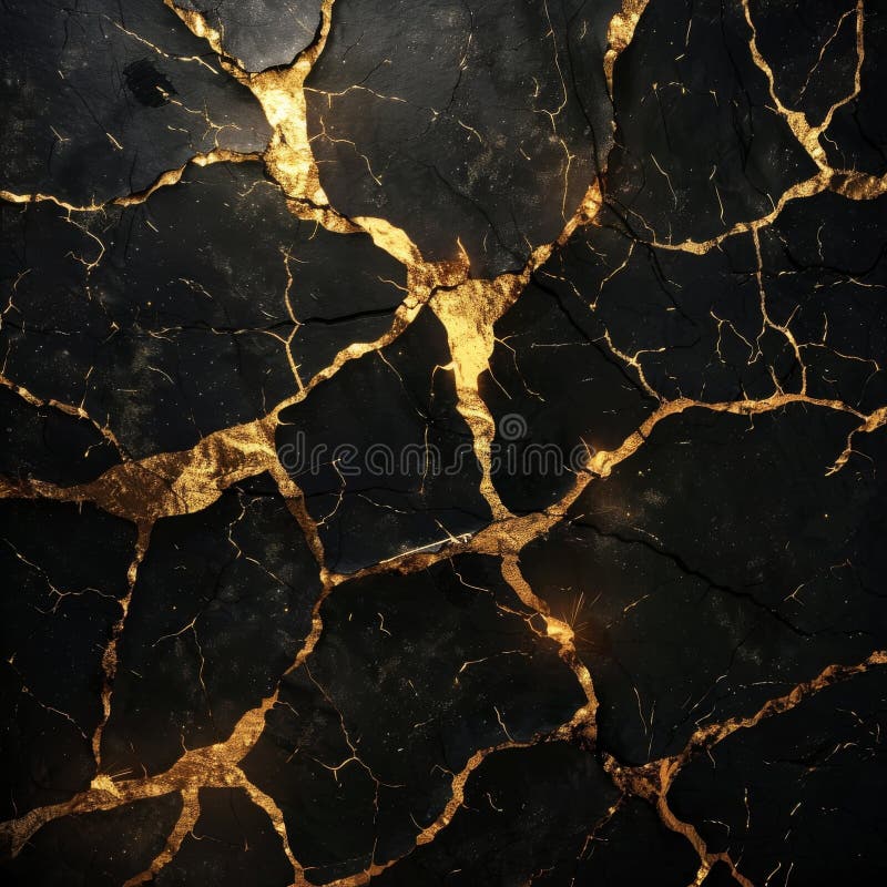 Gold Black Seamless Pattern, Golden Luxury Kintsugi Texture Tile ...