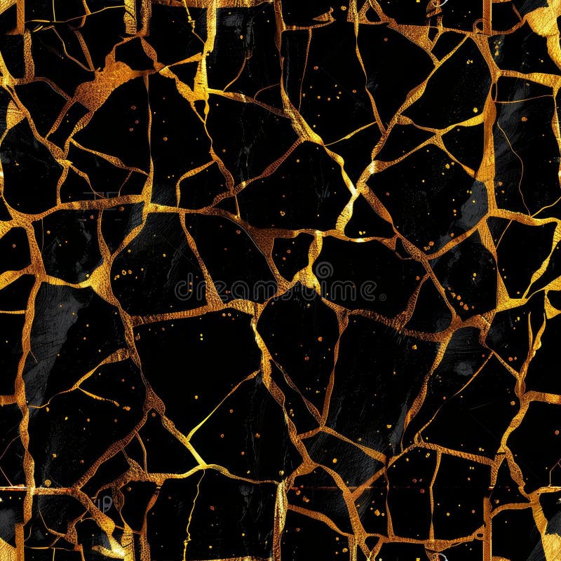 Gold Black Seamless Pattern, Golden Luxury Kintsugi Texture Tile ...