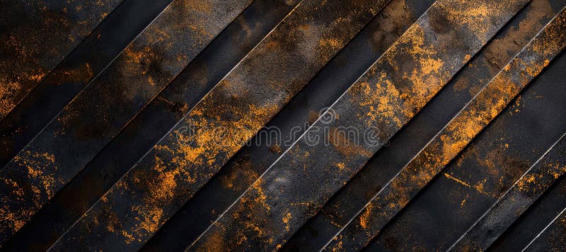 Gold Black Slanted Rusty Iron Wall Texture Background Stock ...