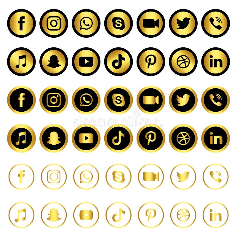 Gold Facebook Icon Transparent Stock Illustrations – 20 Gold Facebook ...