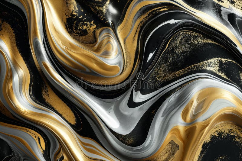 A Gold and Black Swirl Pattern with a Shiny, Metallic Sheen Stock Image ...