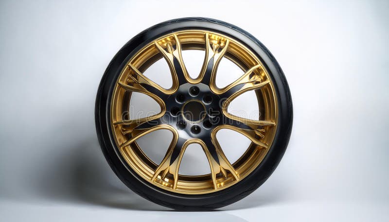 A Gold and Black Tire with a Black Rim Stock Illustration ...