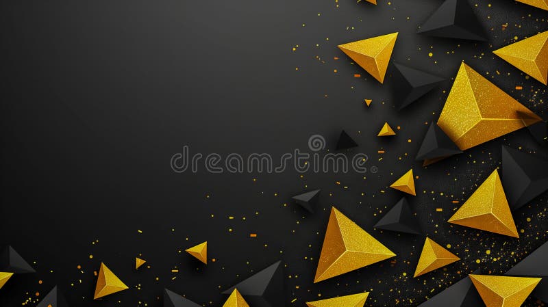 Gold and Black Triangular Geometric Abstract Art Stock Illustration ...