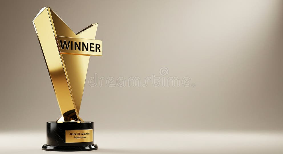 Gold and Black Trophy with a Modern, Angular Design. Large Gold ...