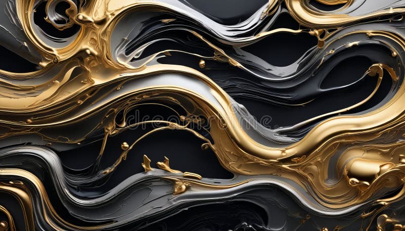 A Gold and Black Wave with a Shiny, Metallic Look Stock Illustration ...