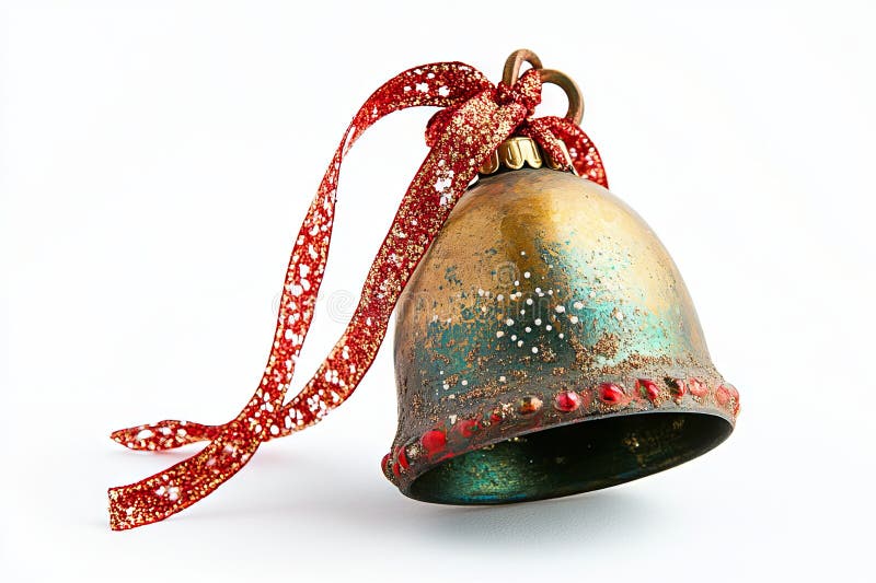 A Gold and Blue Bell with Red Ribbon Hanging from it Stock Illustration ...