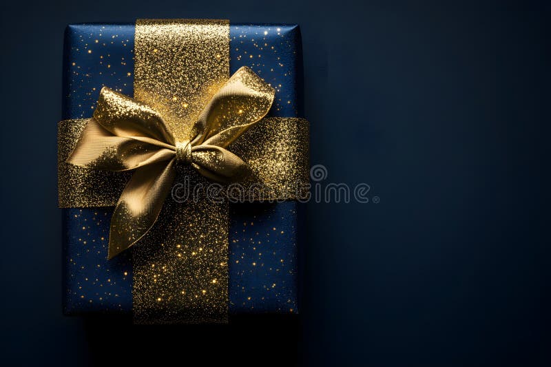 Luxury Blue Gift Box on Blue Background Luxury Christmas Gift Box with ...