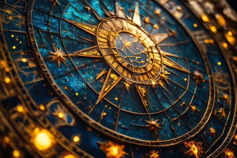 A Gold and Blue Circle with Stars and Numbers on it Stock Image - Image ...