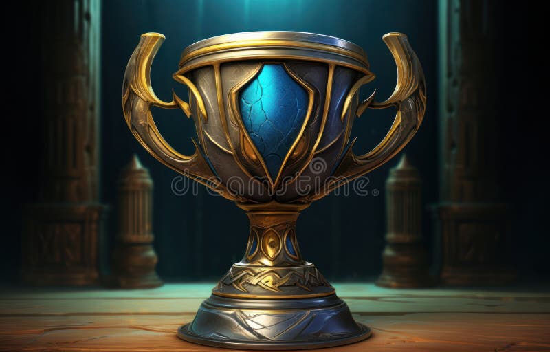 A Blue Trophy Cup on a White Background Stock Illustration ...