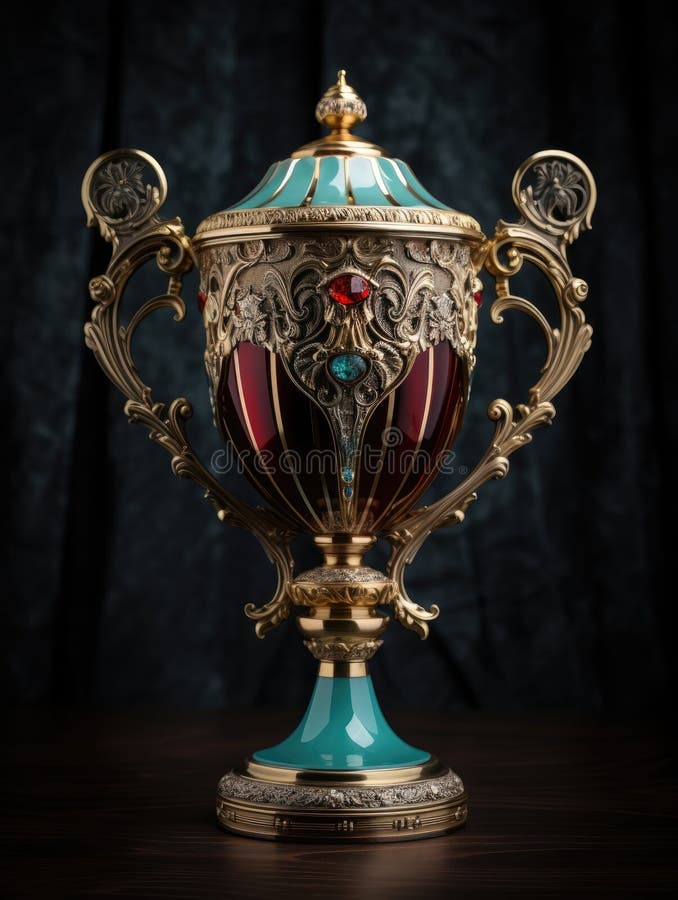 A Blue Trophy Cup on a White Background Stock Illustration ...