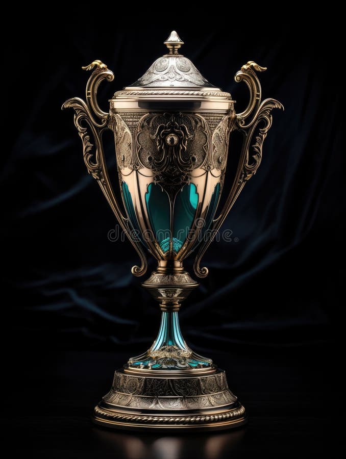 A gold and blue trophy stock illustration. Illustration of generative ...
