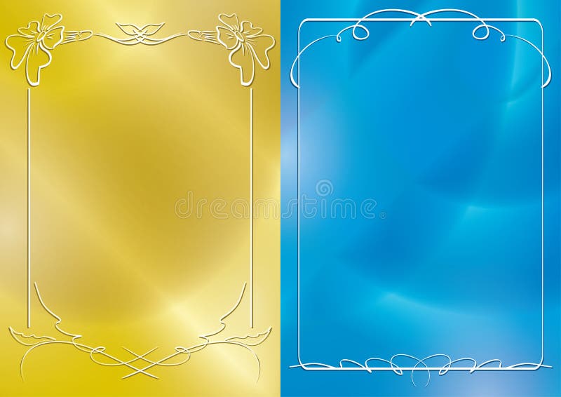 Gold and Blue Vector Backgrounds with White Frames and Gradient Stock ...