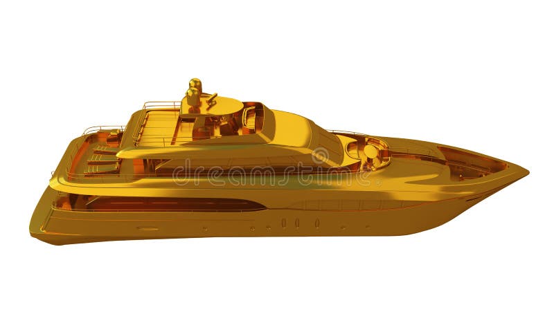Gold Boat Isolated on White Stock Illustration - Illustration of ...