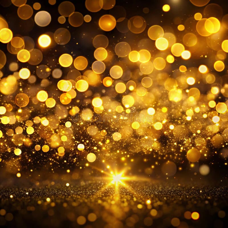Gold Bokeh of Lights on Black Background Stock Illustration ...